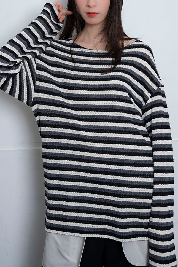 【Nora Lily】 Sheer Border Top(UNISEX)-BLACK Border-224180082-19 – INTERPLAY